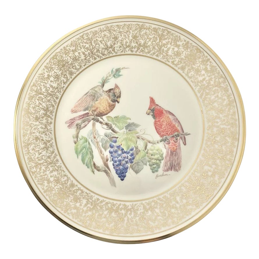 1976 Lenox & Boehm “Cardinal” Bone China Plate | Chairish