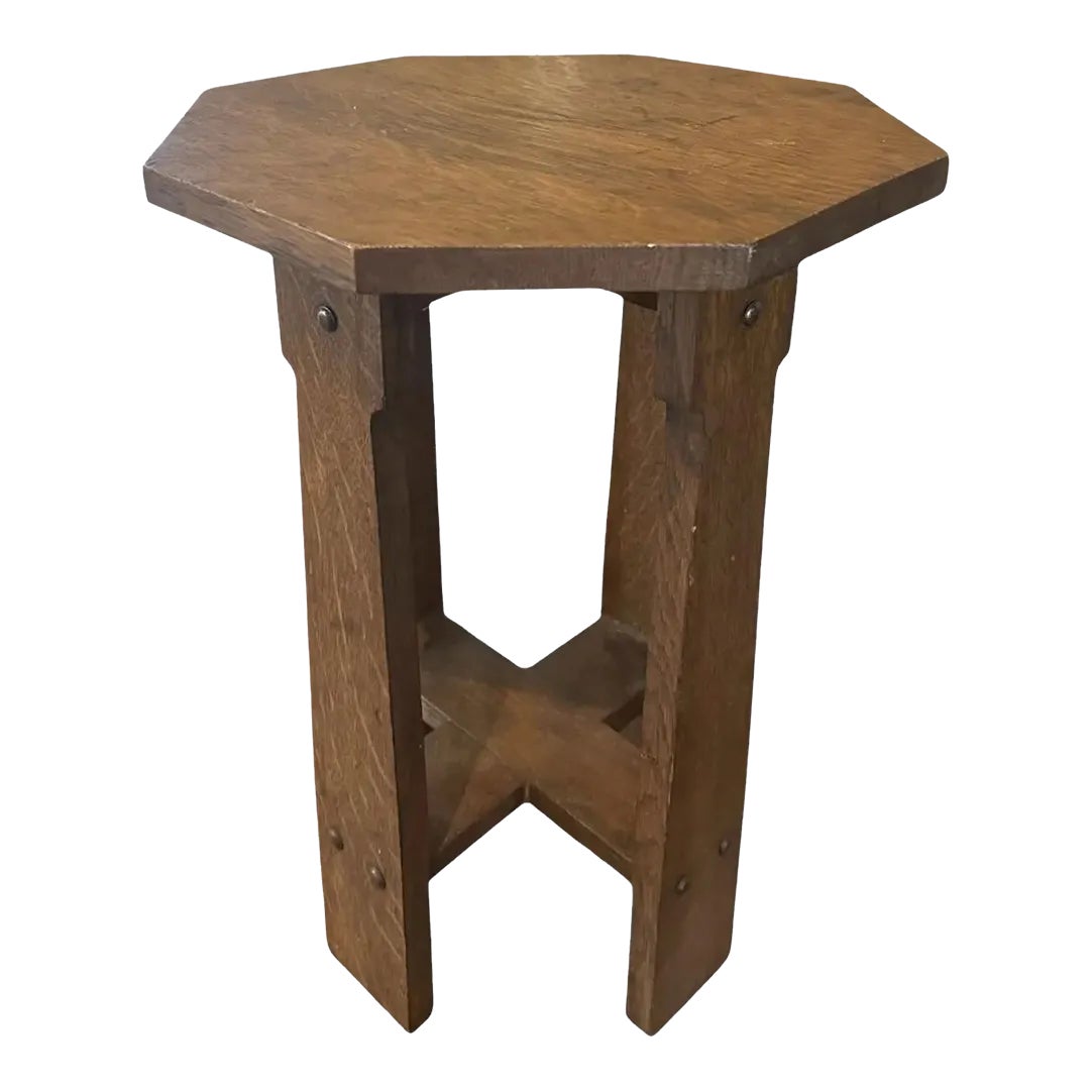 Antique Mission / Arts & Crafts Oak Side Table, / Taboret / Plant Stand ...
