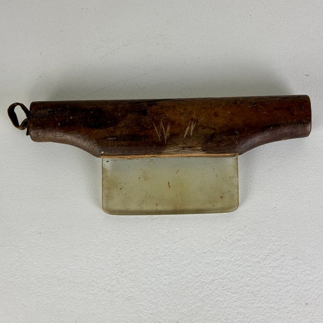 Antique Rare 19th Century Wood & Glass Dough/Hide Scraper | Chairish