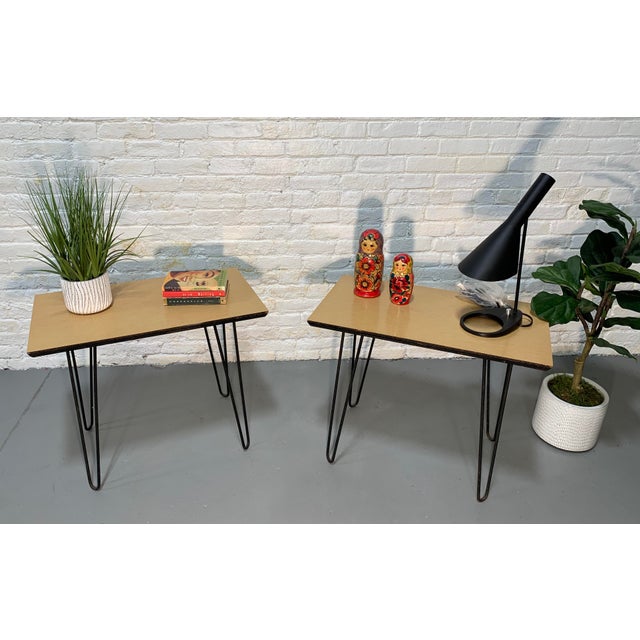 Mid Century Modern Hairpin Leg Side Tables / Nightstands / End Tables ...