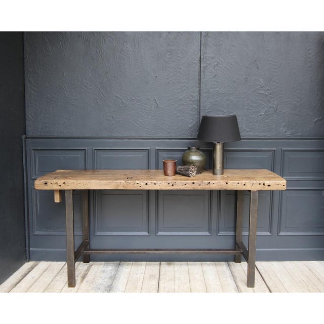 Vintage Workbench Console Table, 1920s | Chairish