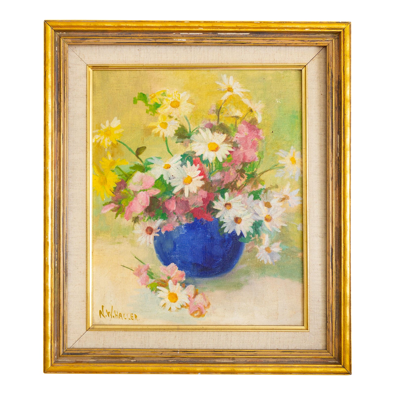 Nellie Ward Haller Floral Still Life Painting | Daisies in Vase | Chairish