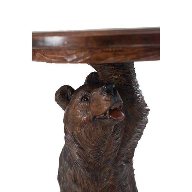 Rustic Black Forest Walnut Bear End Table | Chairish