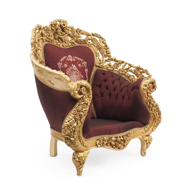 Italian Baroque Gilt Wood Armchairs - a Pair | Chairish