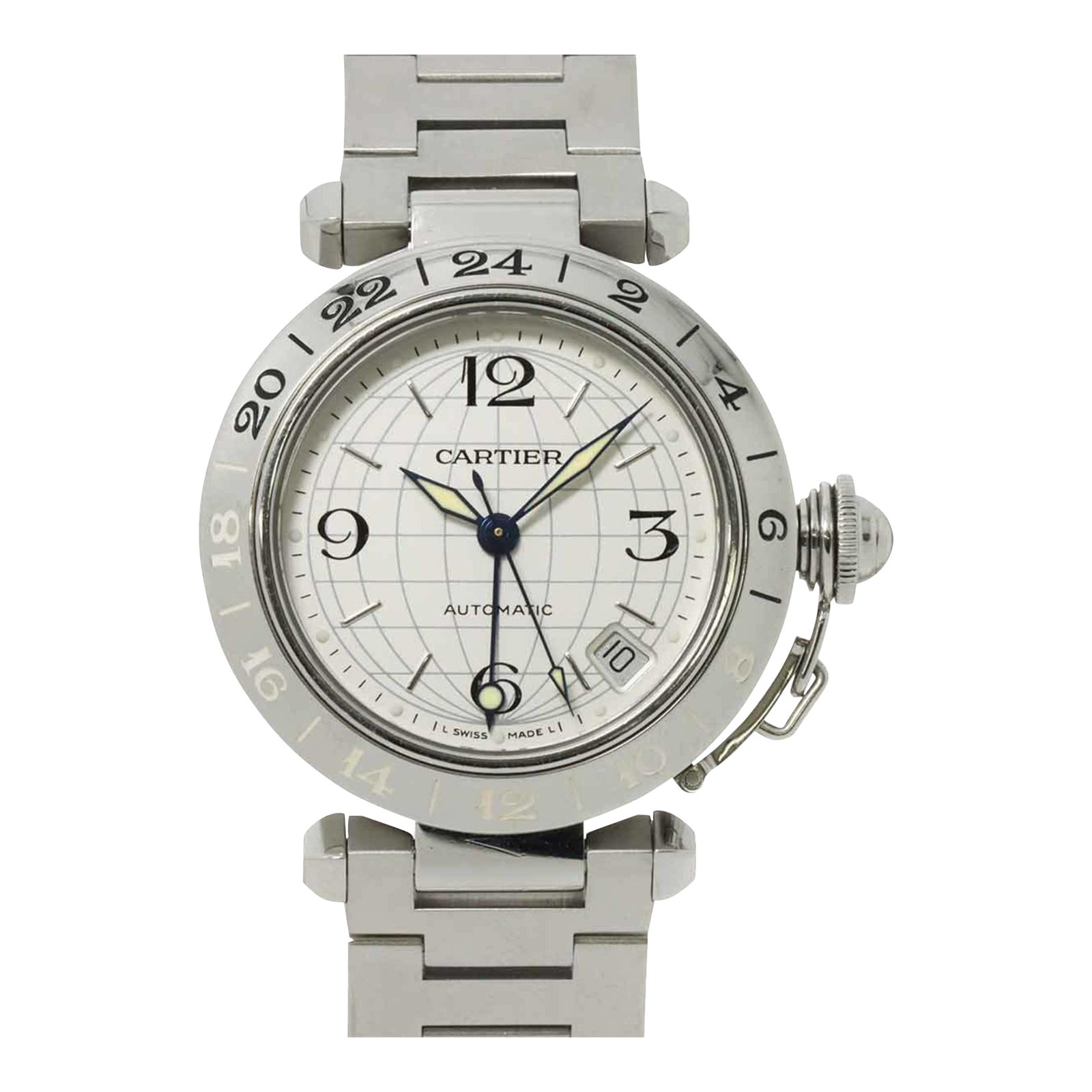 Cartier Pasha C Meridian Gmt W31078M7 Boys' Watch Date Silver Dial ...