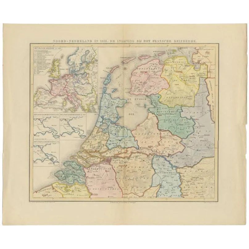 Antique Map of the Netherlands in 1811 by Mees, 1858 | Chairish