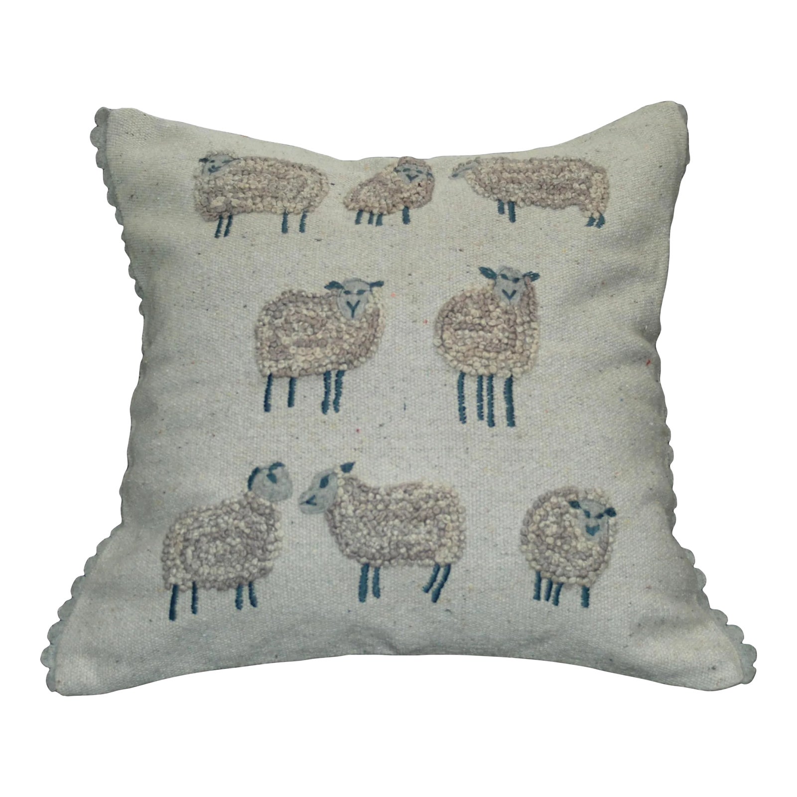Crewel Work Lamb Pillow With Feather Insert | Chairish
