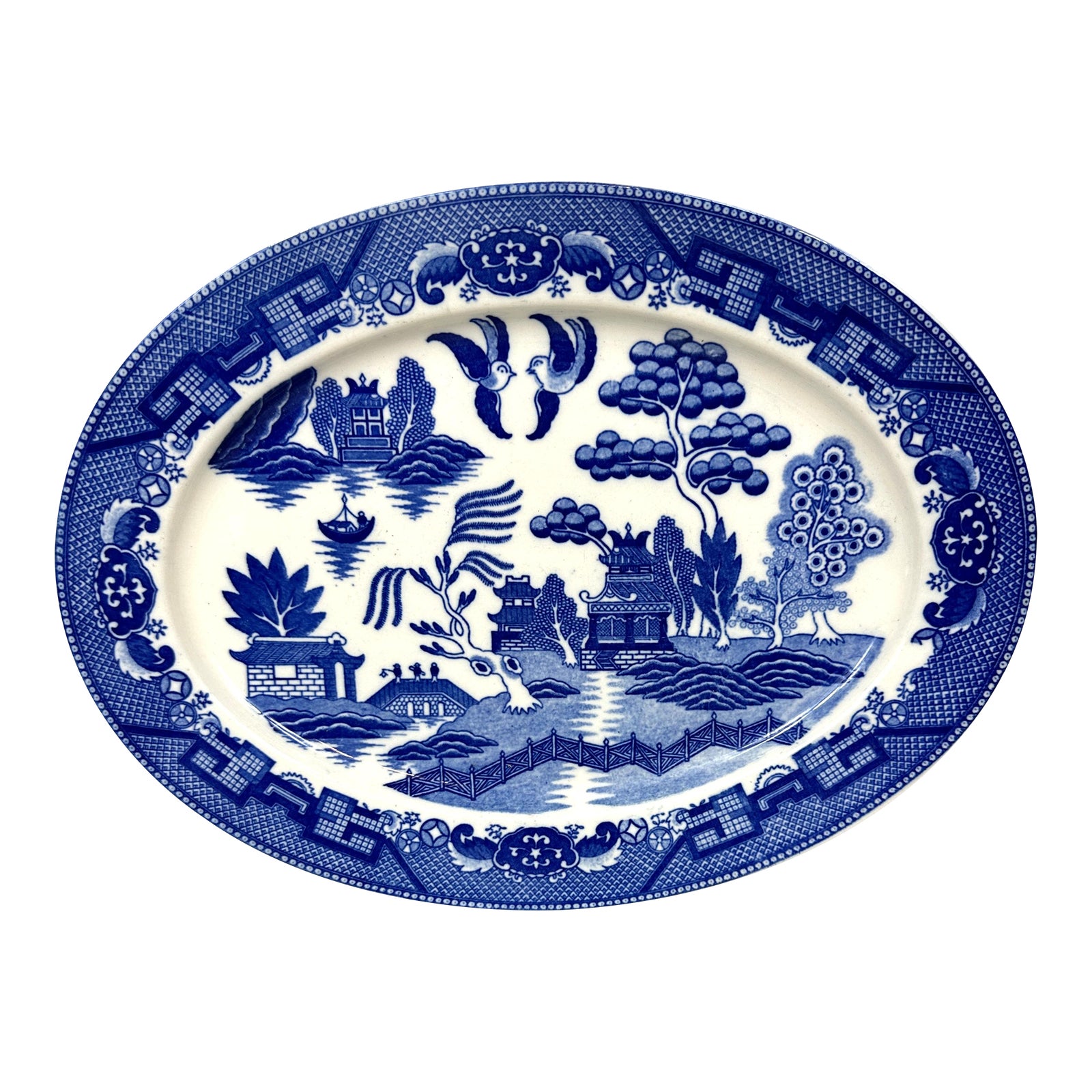 Vintage Japanese Blue & White Platter | Chairish
