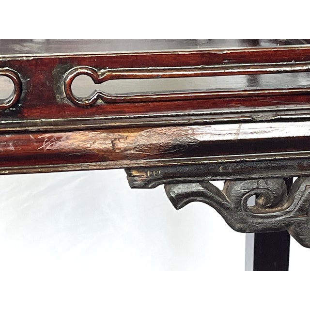 Antique Asian Carved Rosewood Side Table | Chairish