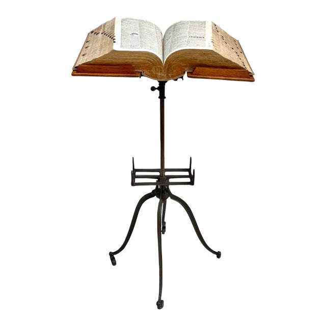 Antique Iron and Wood Folding Music Book Stand | Chairish