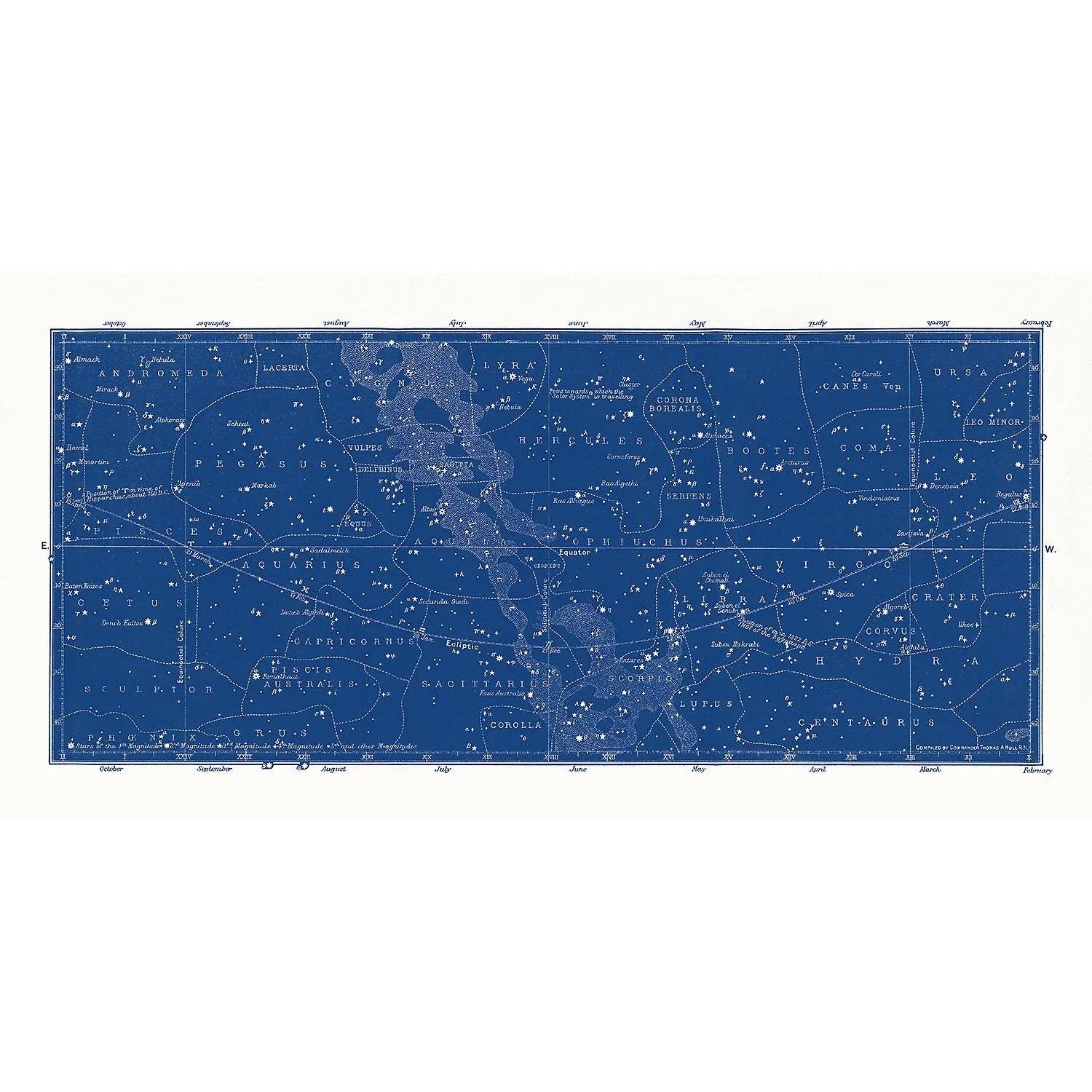 Antique Star Map Large Celestial Print | Chairish