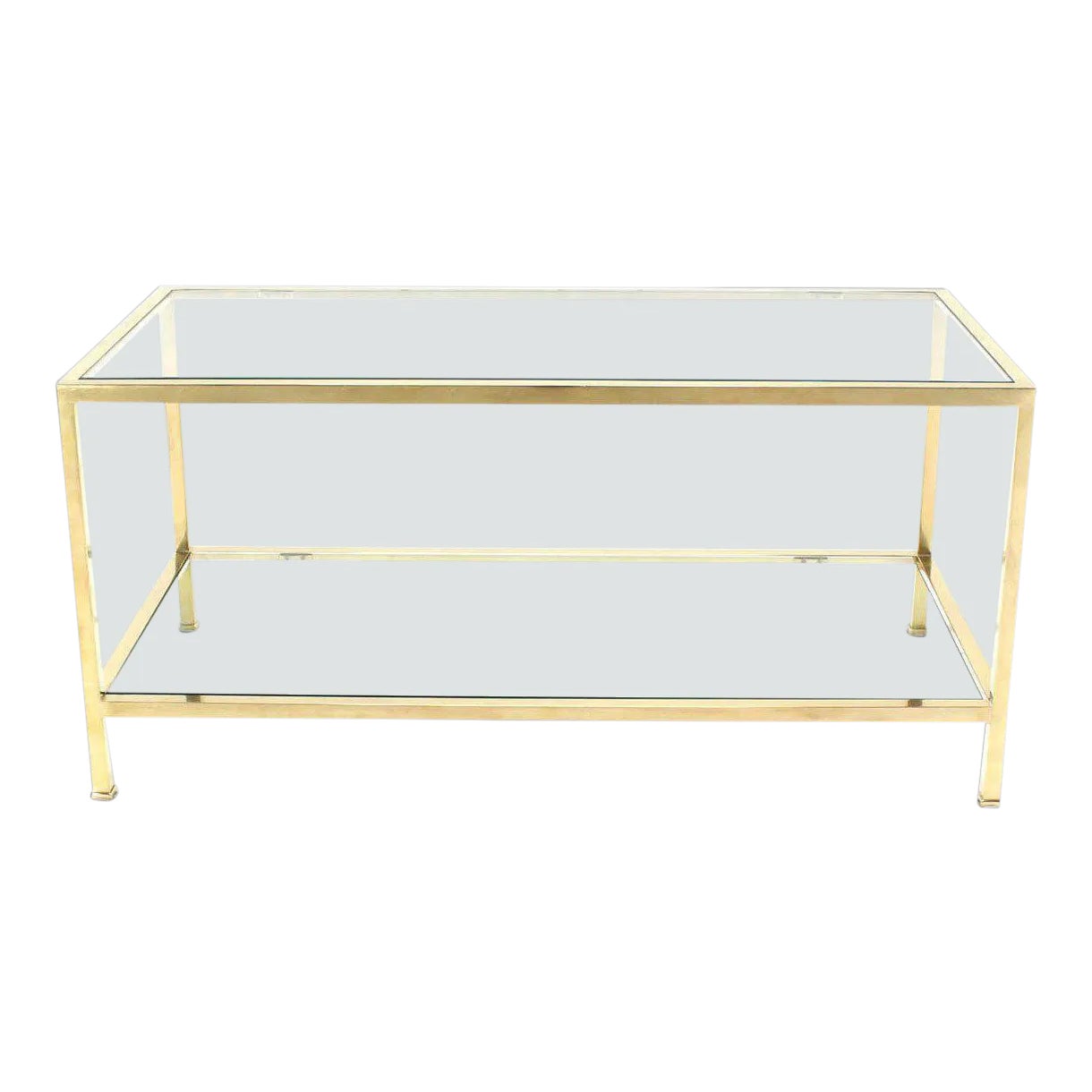 Mid-Century Modern Solid Brass Square Tube Rectangular Coffee Table ...