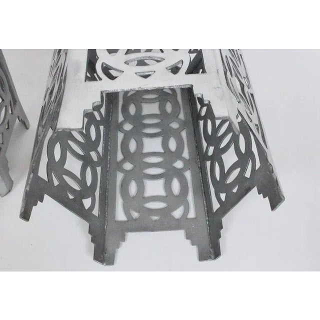 Arthur Court Style Polished Aluminum Chinese Coin Hexagon Tables, 1970 ...