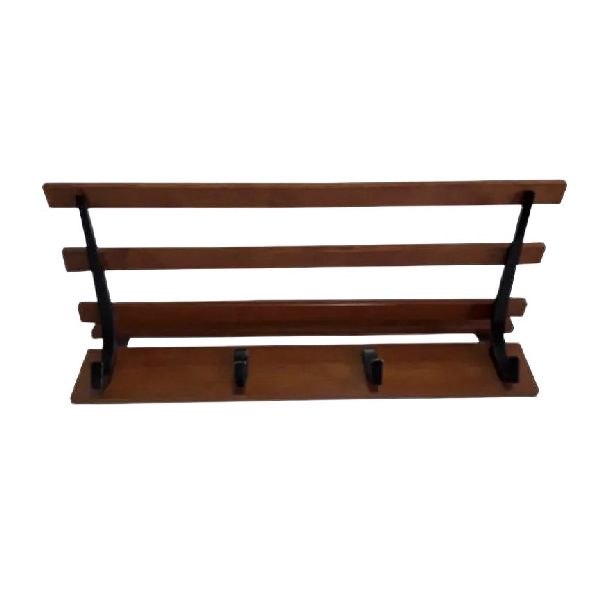 Black Painted Aluminium Wall Rack with Teak Struts, 1970s | Chairish