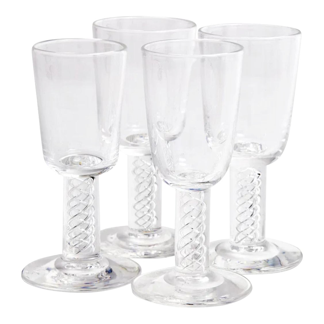 Set of 4 Steuben Frederick Carder Crystal Air Twist Stem Cordials ...