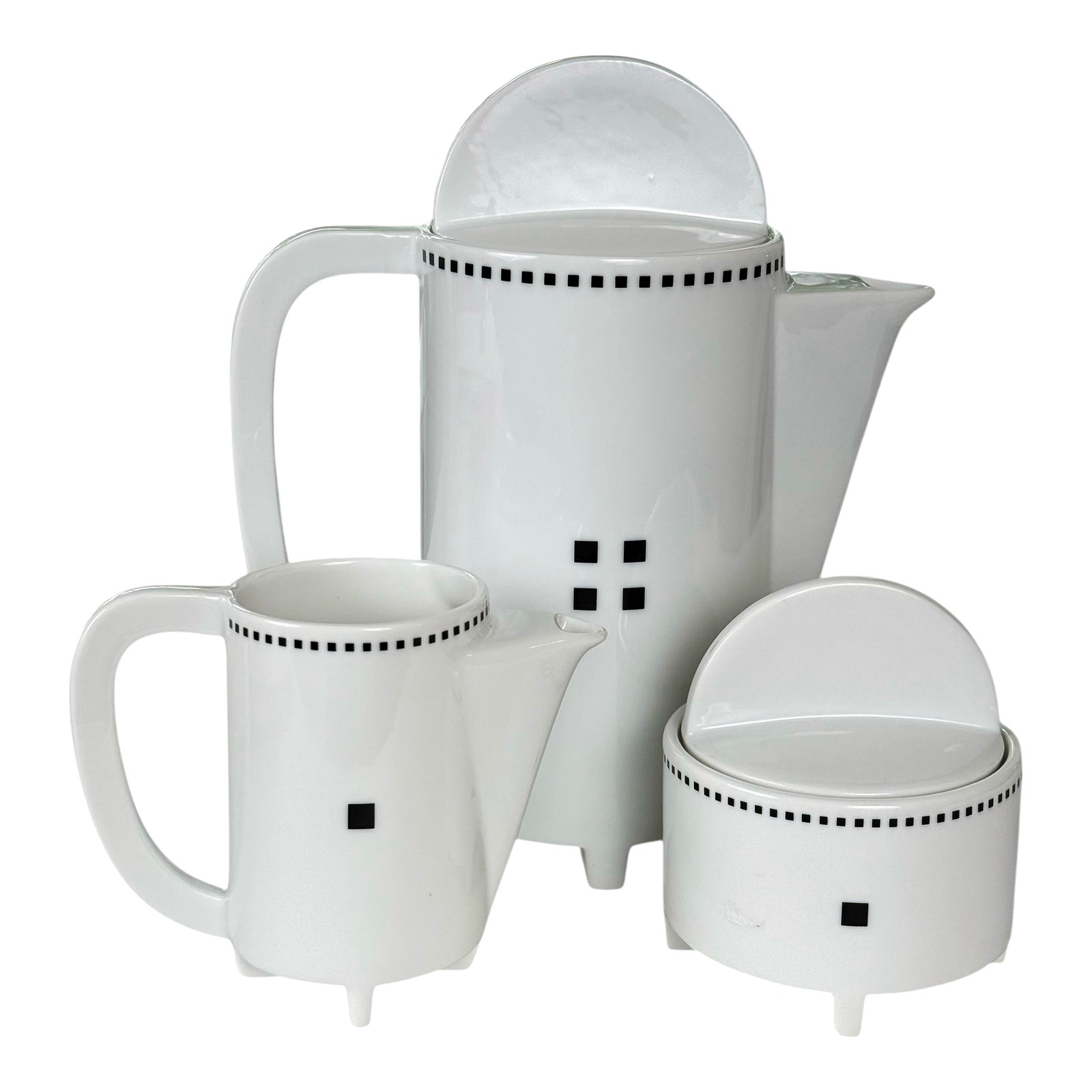 Vintage Swid Powell "Tuxedo" Postmodern Memphis Coffee Pot, Creamer and ...