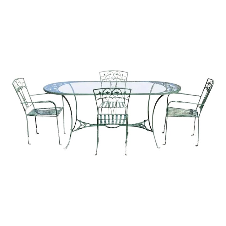 Vintage Salterini Style Leaf Vine Patio Garden Dining Table & 4 Chairs ...