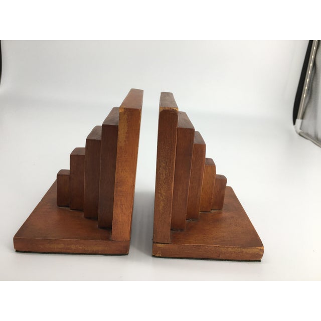 Mid Century Geometric Wooden Bookends - a Pair | Chairish