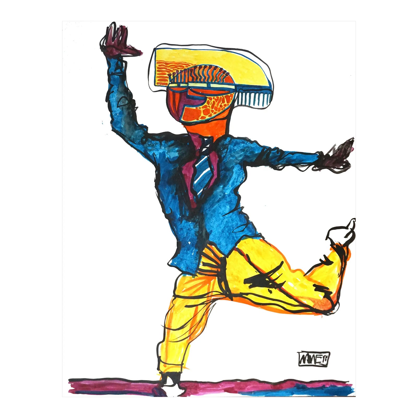 Modernist Abstract Dancing Figure by Michael William Eggleston | Chairish