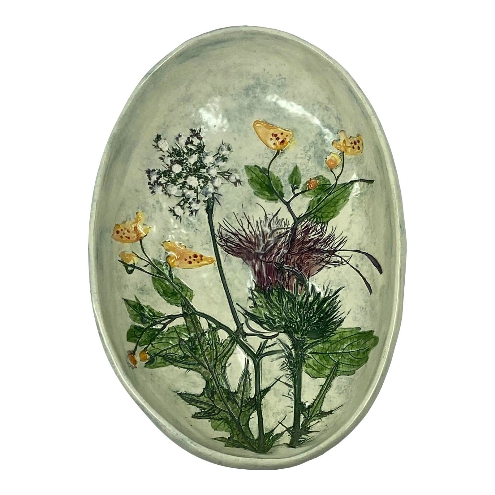 1988 Salt Marsh Pottery Jewelweed Thistle Embossed Design Wall Hanging ...