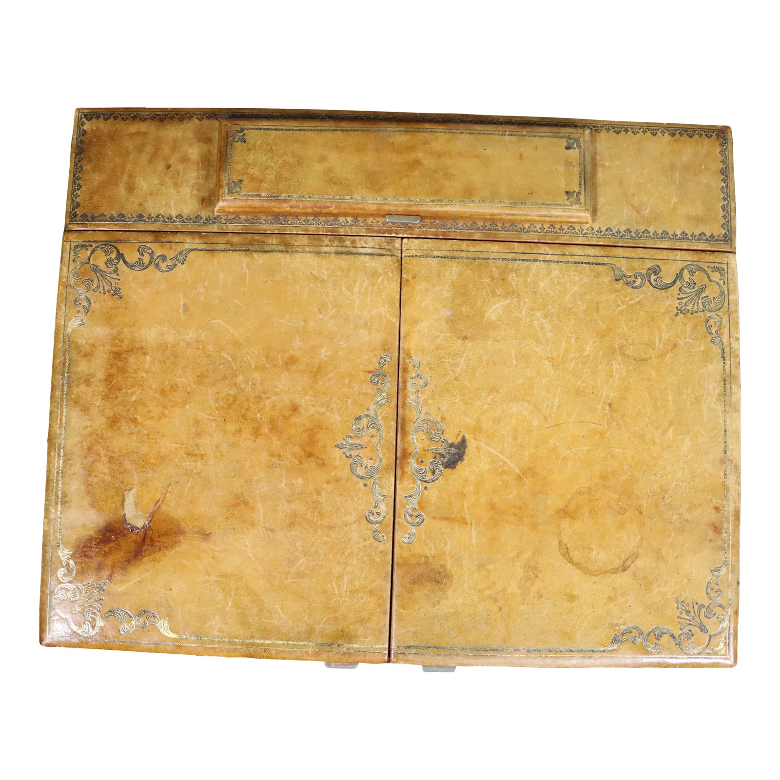 Tooled Leather Desk Topper | Chairish