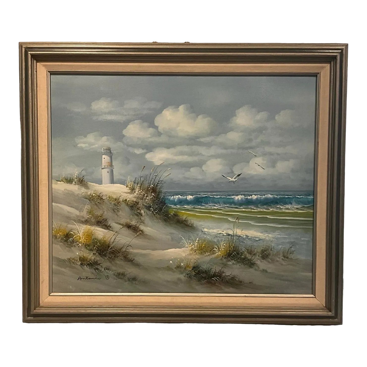 Antonio Tano Seascape Oil Painting Framed | Chairish
