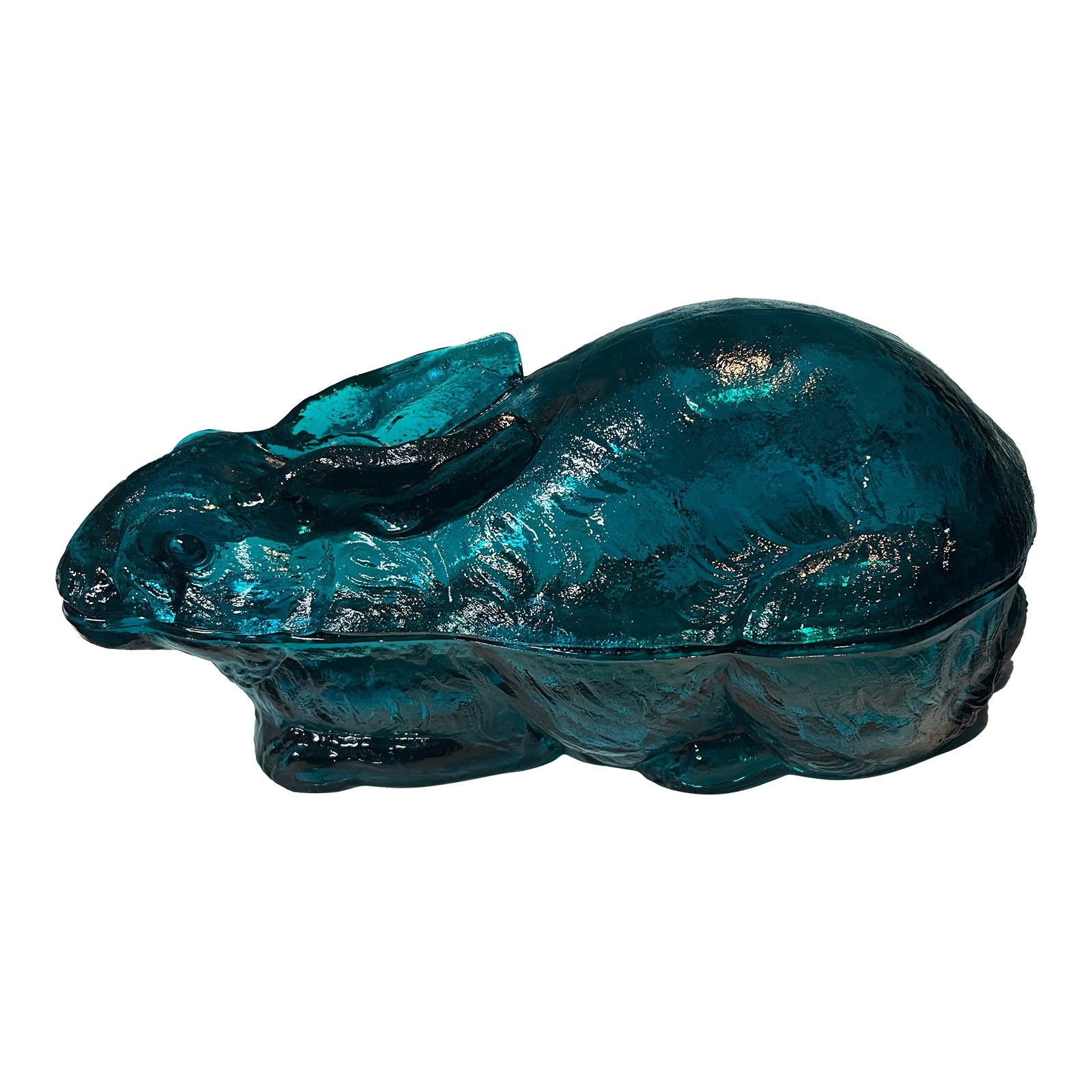Rare Mid-Century Summit Glass Aqua Blue Rabbit Covered Dish – Atterbury ...