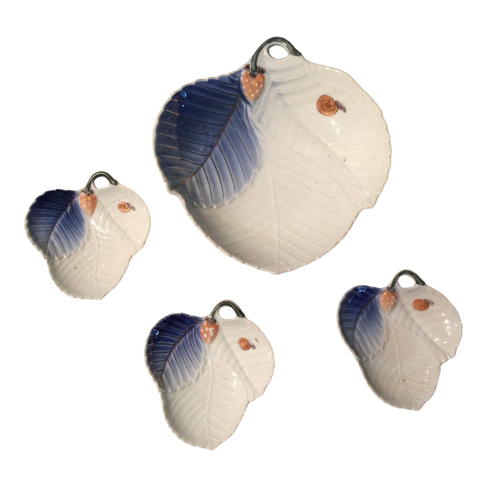 Antique Japanese Strawberry and Snail Porcelain Dishes - Set of 4 ...