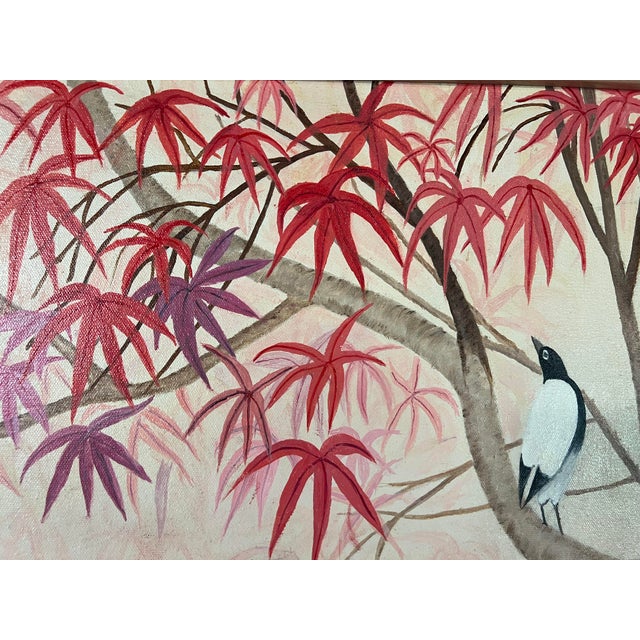 1980's Vintage Herubin Tropical Bird on the Branch Oil Painting, Framed ...