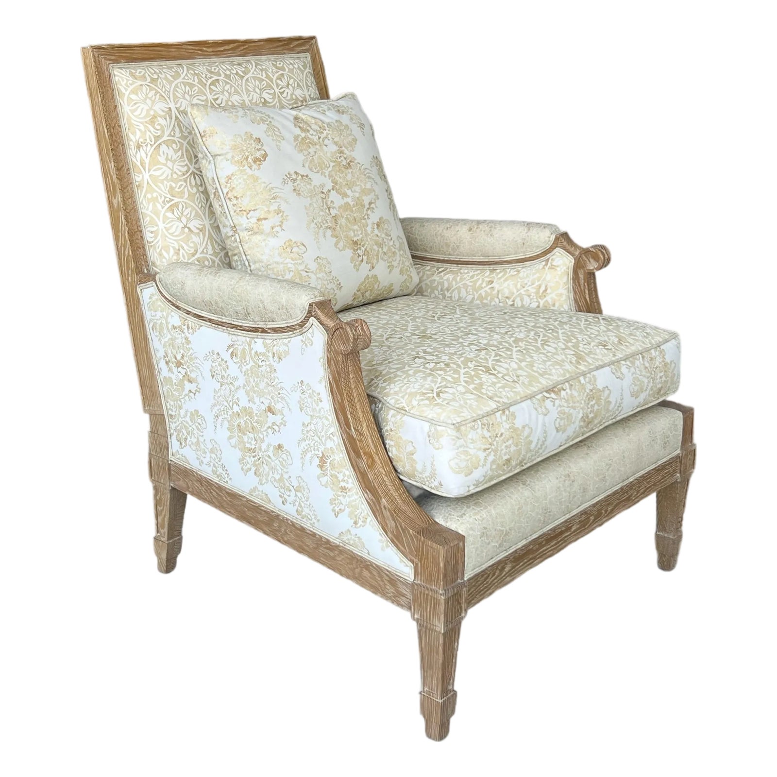 Mattaliano Cerused Sandblasted Oak Bergere Lounge Chair | Chairish
