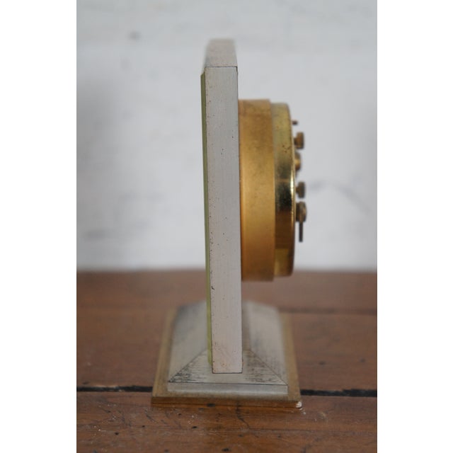 Mid Century Looping Swiss Square Brass 7 Jewel 8 Day Alarm Desk Clock ...