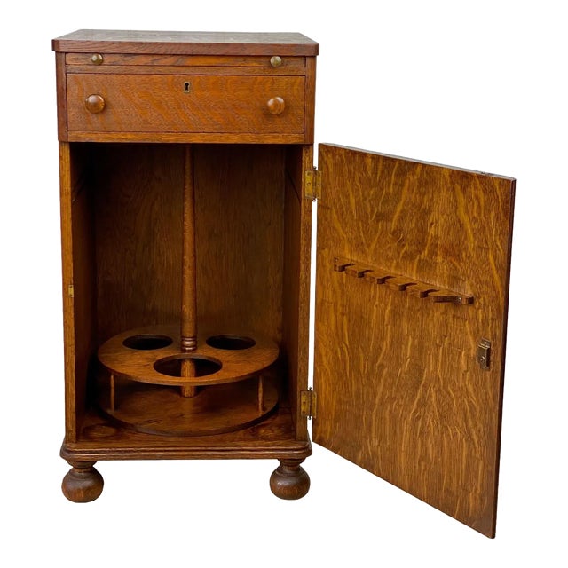 Antique Traditional Quartersawn Oak Liquor Bar Cellarette Cabinet ...