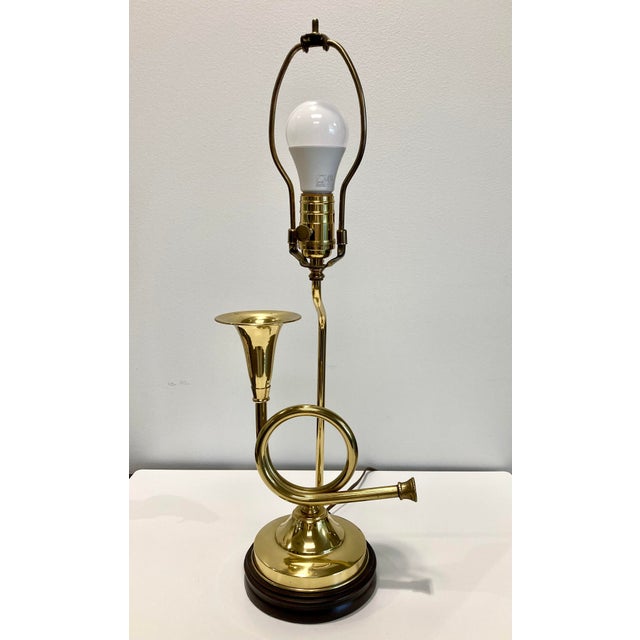 1980s Vintage Kaiser Kuhn Brass Horn Table Lamp | Chairish