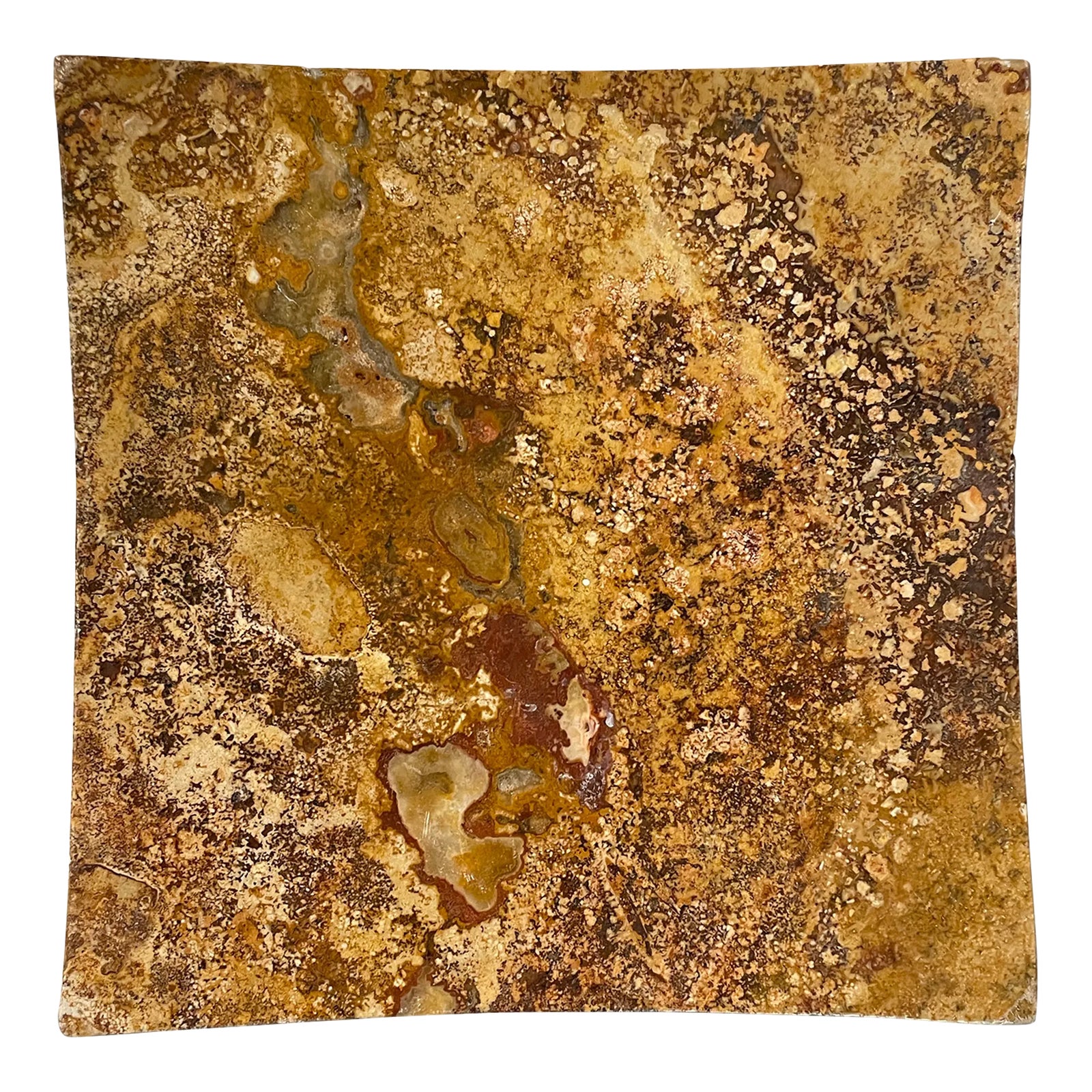 Vintage Marble Handcrafted Brown Dijon Red Gray Stone Tray | Chairish