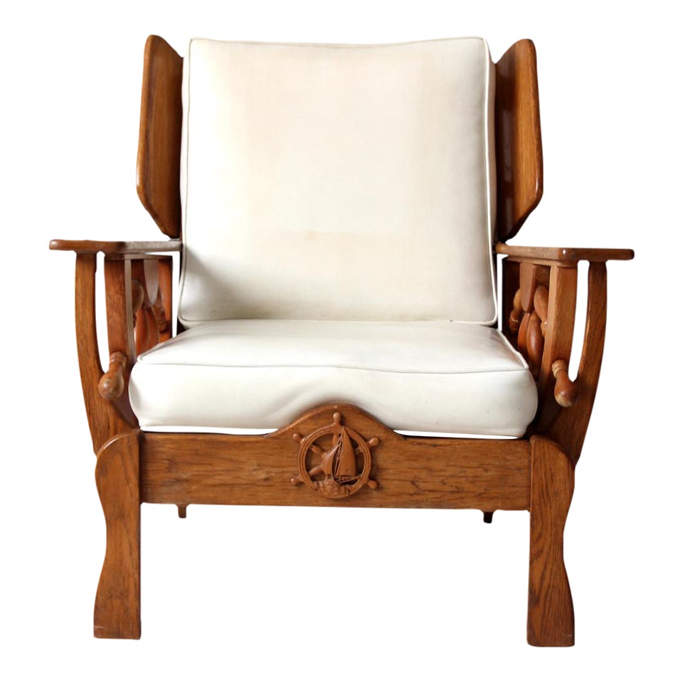 Mid-Century Nautical Theme Arm Chair | Chairish