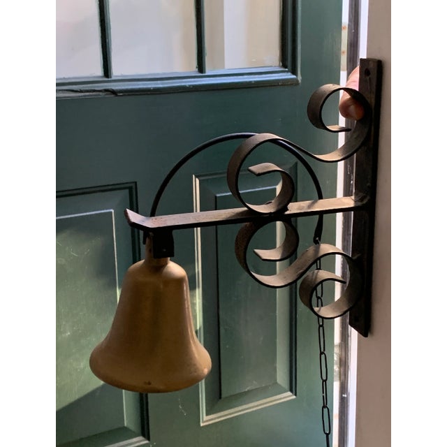 Brass Dinner Bell With Iron Wall Bracket | Chairish