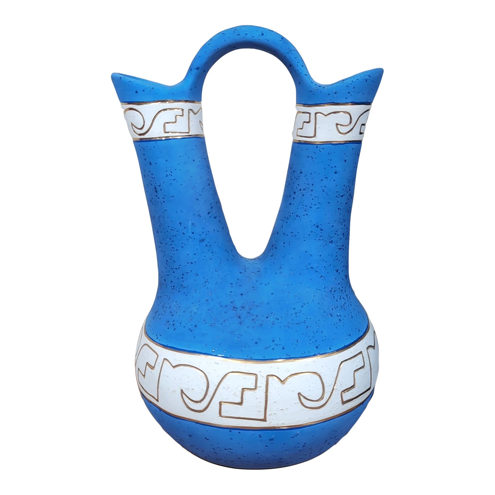 VTG Native American Style Wedding Vase Blue Gold Trim Signed L Jina ...