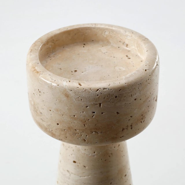 2010s Artissance Natural Stone Travertine Candle Holders- Set of 2 ...