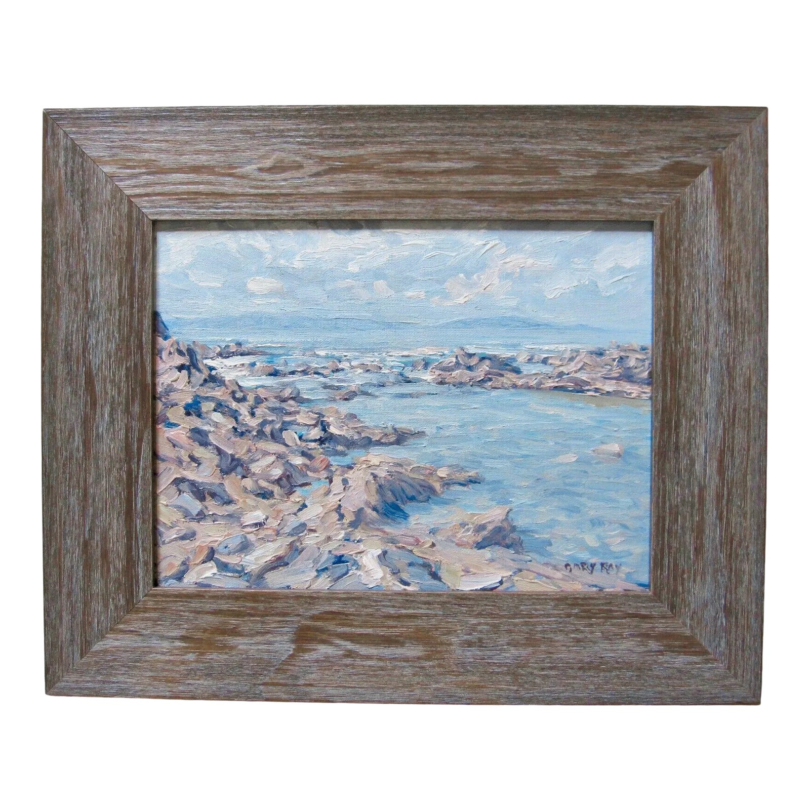 Late 20th Century Gary Ray Oil on Linen Framed Laguna Beach Catalina ...
