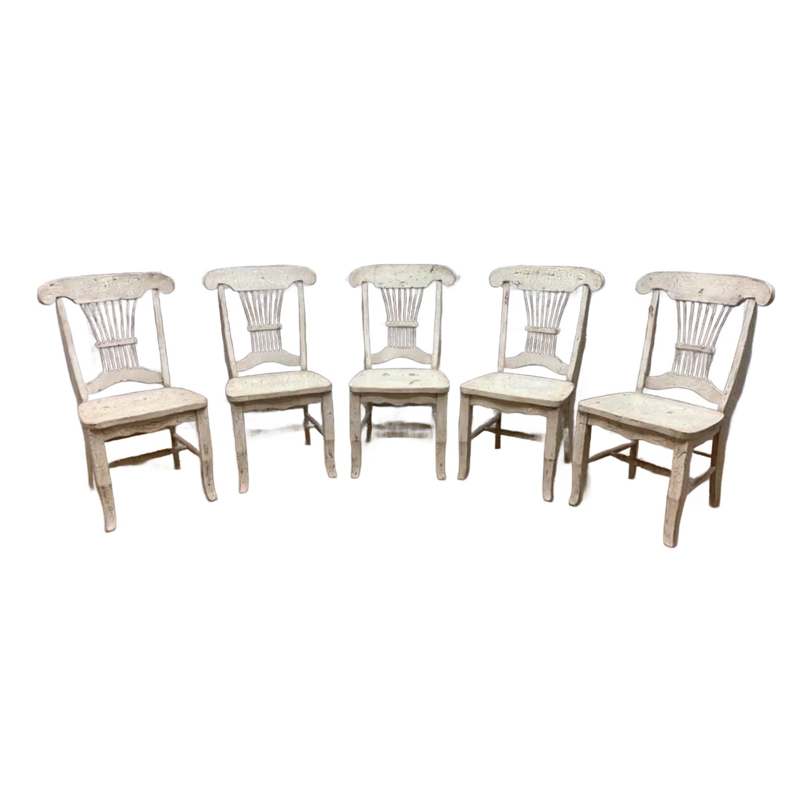 Mid 20th Century Vintage Farmhouse Style Distressed Dining Chairs - Set ...