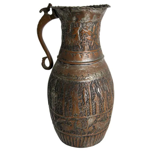 Antique 19th Century Middle Eastern Tinned Copper Ewer | Chairish