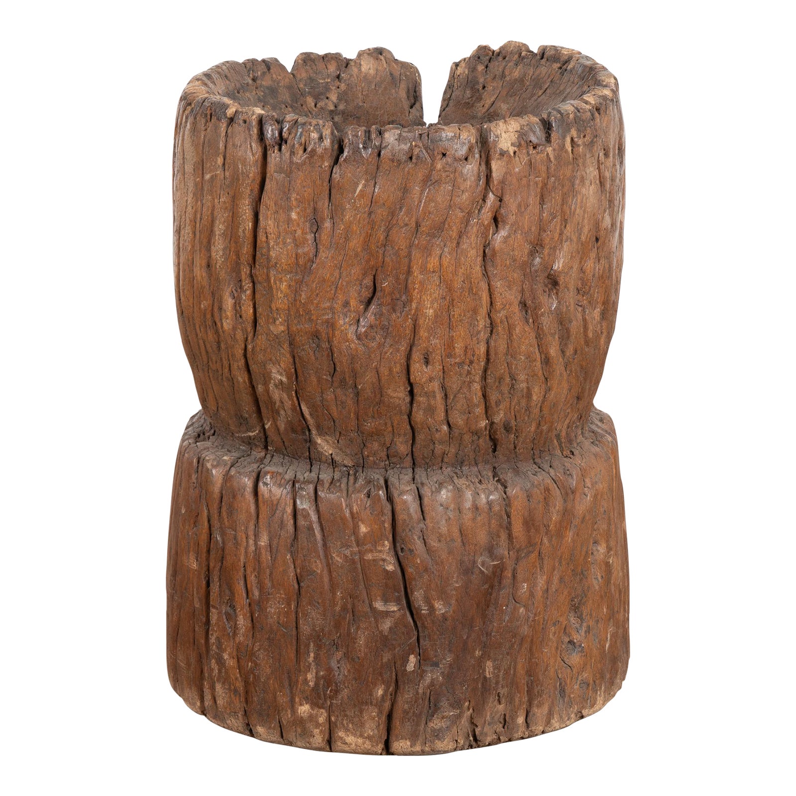 Wood Sculpture Container From Old Water Mill Gear, China 1820-40 | Chairish