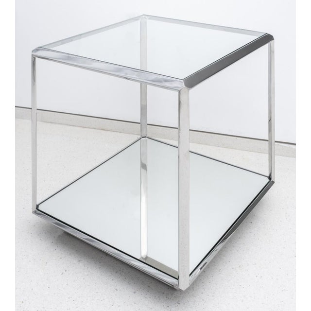 Modern Minimalist Cube Chromed Metal Side Table | Chairish