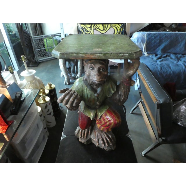 Vintage Italian Venetian Polychromed Hand Carved Wood Monkey Table ...