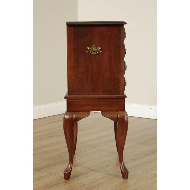 1990s Crescent Solid Cherry Queen Anne Style Silver Chest | Chairish