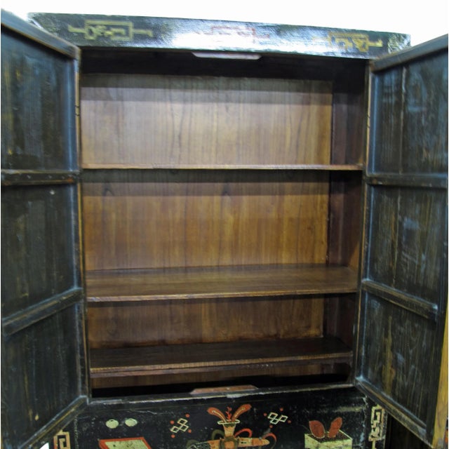 Birds and Flower Antique Chinese Cabinet | Chairish