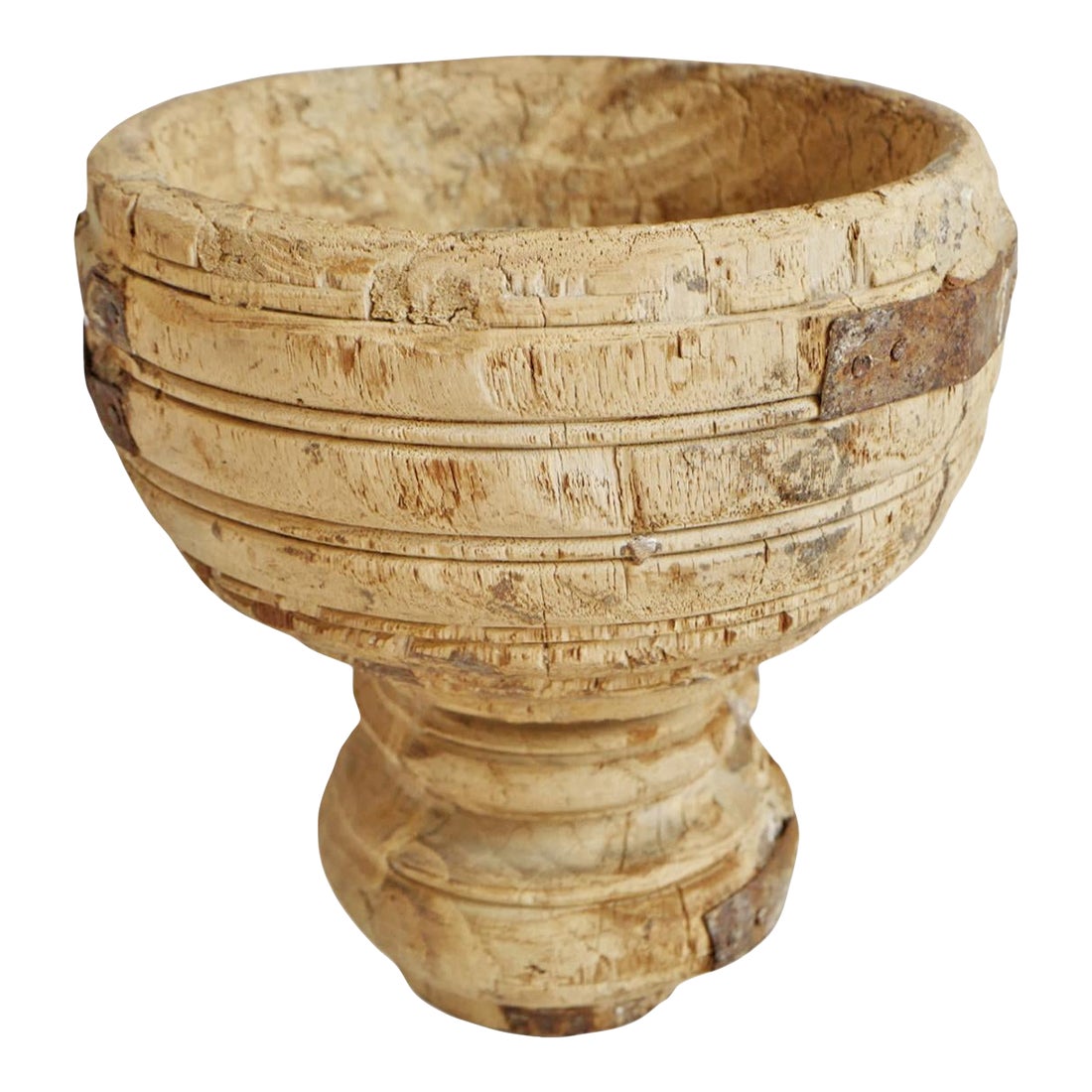 Vintage Old Wood India Mortar Cup | Chairish