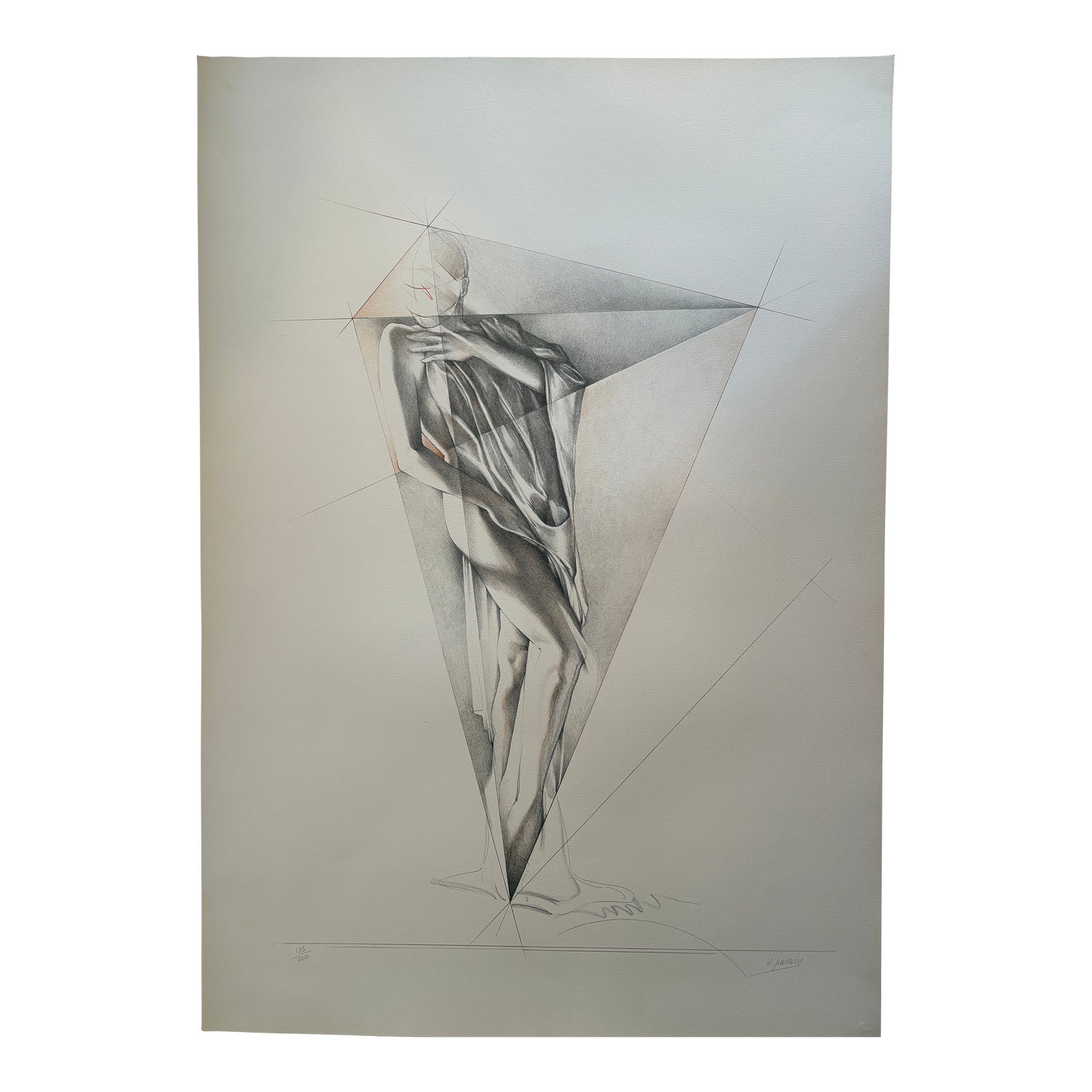 Helene Guetary Modern Cubist Semi Nude Figural Lithograph Signed | Chairish