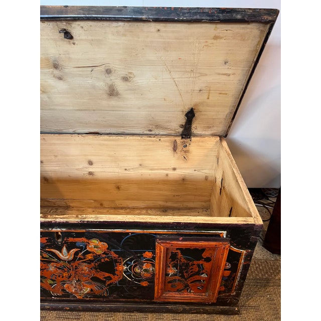 Late 20th Century Hand Painted Antique European Trunk | Chairish