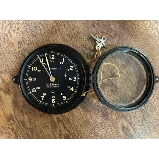 1940s Navy Chelsea Boston Co Clock | Chairish